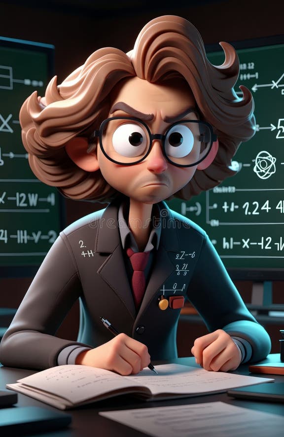 Animated Scientist in Lab Solving Complex Equations with Determination ...