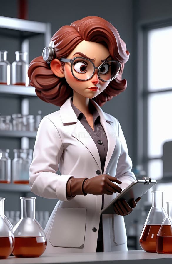 Animated Scientist in Laboratory Setting Conducting Research with ...