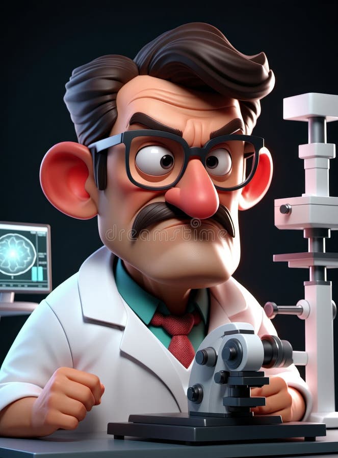 Animated Scientist at Work in Modern Lab Setting Stock Image - Image of ...