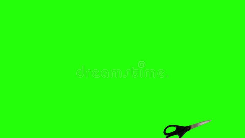 Animated Scissor Cutting and Moving on the Green Screen Stock Video ...