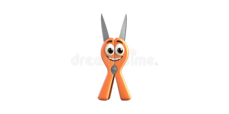 Animated Scissors Character with Smiling Face . Creative Tool ...