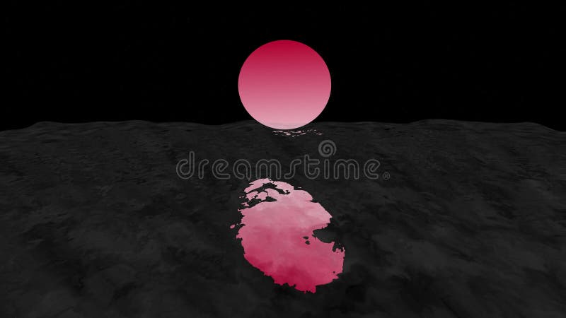 Animated Screensaver Featuring a Pink Sun Silhouette and Its Reflection ...