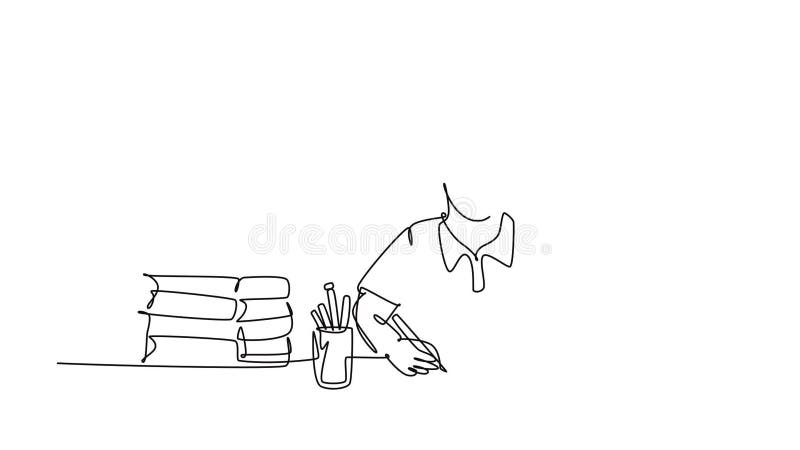 Stack of Books, One Line Art Animation, Hand Drawn Pile of Notebooks ...