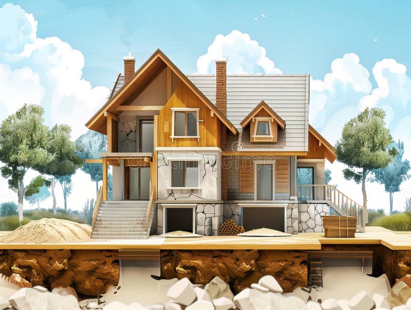 Animated Sequence of a House Being Constructed Step by Step from ...