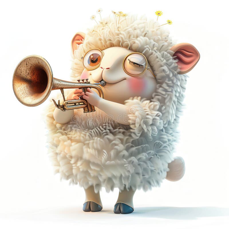 Animated Sheep Adding Fun with a Pipe. the Sheep Blows the Trumpet ... Animated Sheep Adding Fun with a Pipe. the Sheep Blows the Trumpet ...