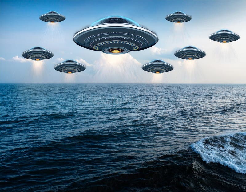 An Animated Simulation of a UFO Encounter in a Digital World Stock ...