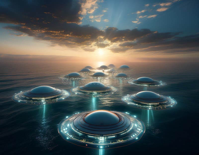 An Animated Simulation of a UFO Encounter in a Digital World Stock ...