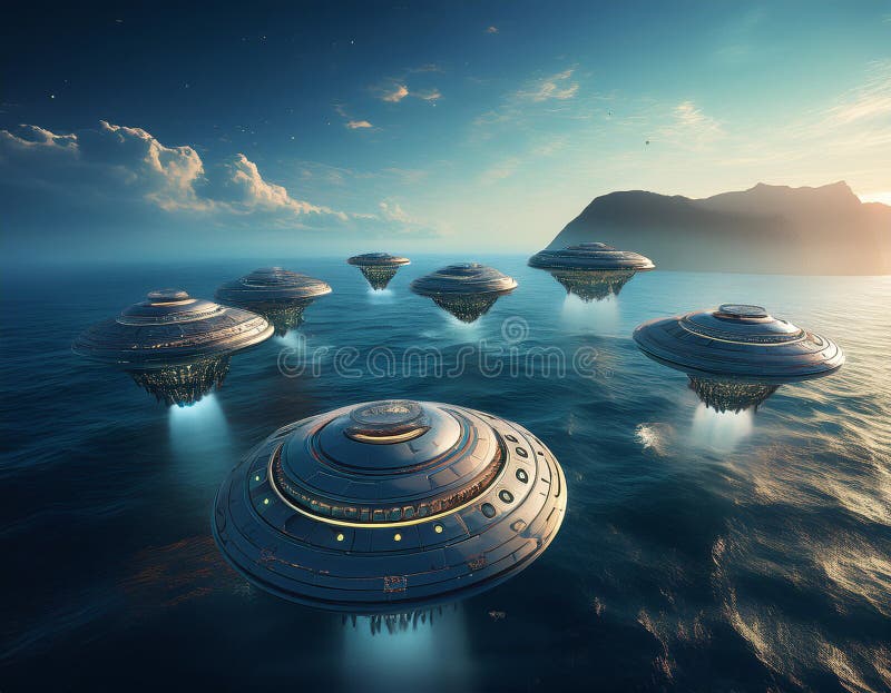 An Animated Simulation of a UFO Encounter in a Digital World Stock ...