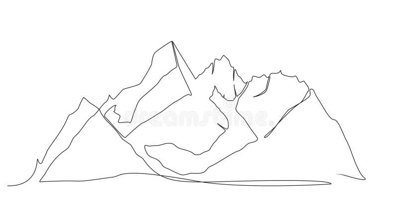 Animated Single Continuous Line Drawing of Mountain Landscape with ...