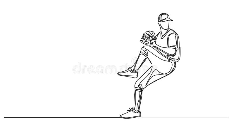 Animated Single Line Drawing of Baseball Pitcher Stock Video - Video of ...