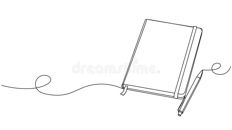 Animated Single Line Drawing of Closed Journal or Diary and Pen Stock ...
