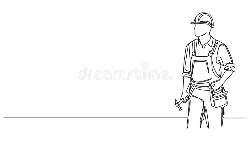 Animated Single Line Drawing of Construction Worker Stock Footage ...