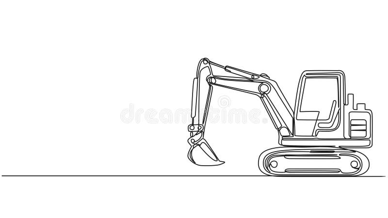 Animated Single Line Drawing of an Excavator Stock Video - Video of ...