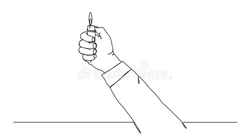 Animated Single Line Drawing of Hand Holding Ignited Lighter Stock ...
