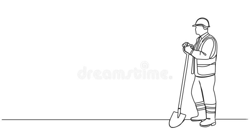 Animated Single Line Drawing of Roadworker or Construction Worker ...