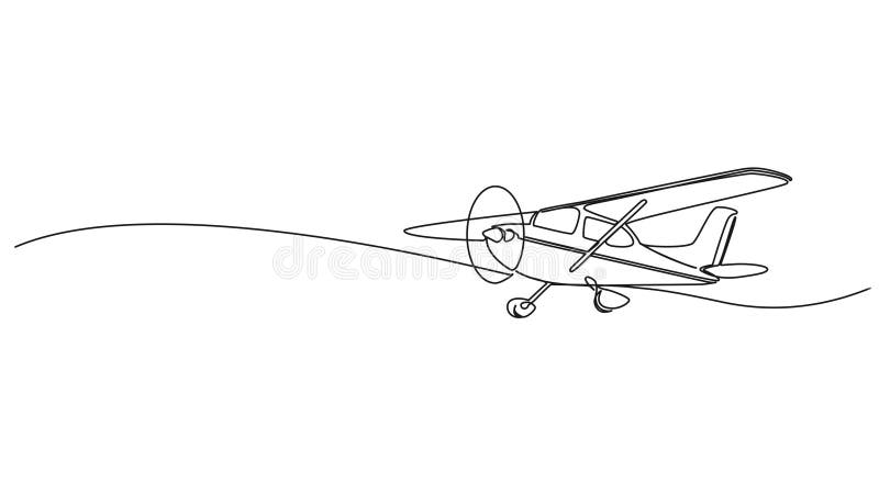 Animated Single Line Drawing of Small Propeller Airplane in Flight ...