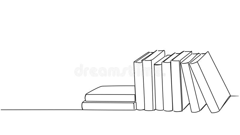 Stack of Books, One Line Art Animation, Hand Drawn Pile of Notebooks ...