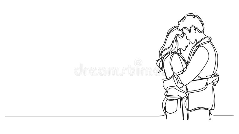 Animated Single Line Drawing of Young Couple Hugging Stock Video ...