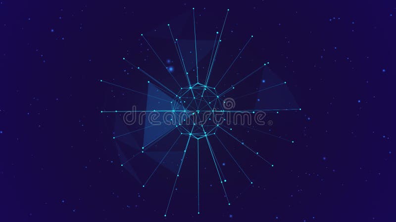 Animated Sphere Consisting of Dots and Lines. Digital Global Flow. Network Connection Structure ...