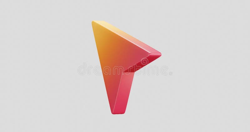 An Animated Spinning 3D Cartoon Icon of a Location Arrow or Direction ...