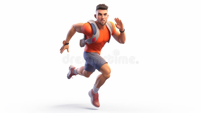 Animated Sprinter in Action. Generative AI Stock Illustration ...