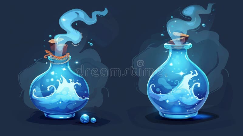 Animated Sprite Sheet with Blue Magic Potion and Smoke. Modern Cartoon ...