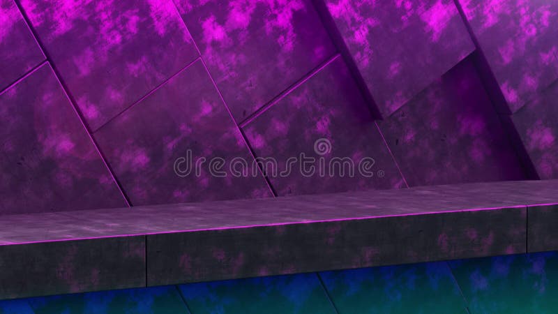 Animated Structure Concrete Blocks with Neon Lights. Smooth Beautiful ...