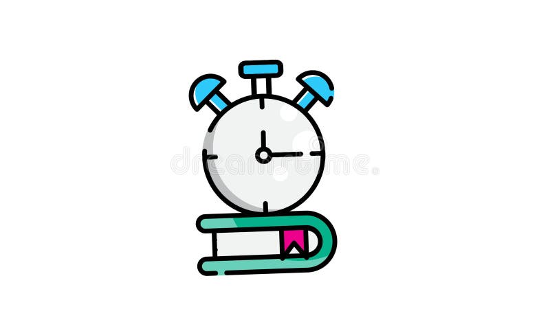 Animated Study Time with Book and Clock Stock Footage - Video of ...