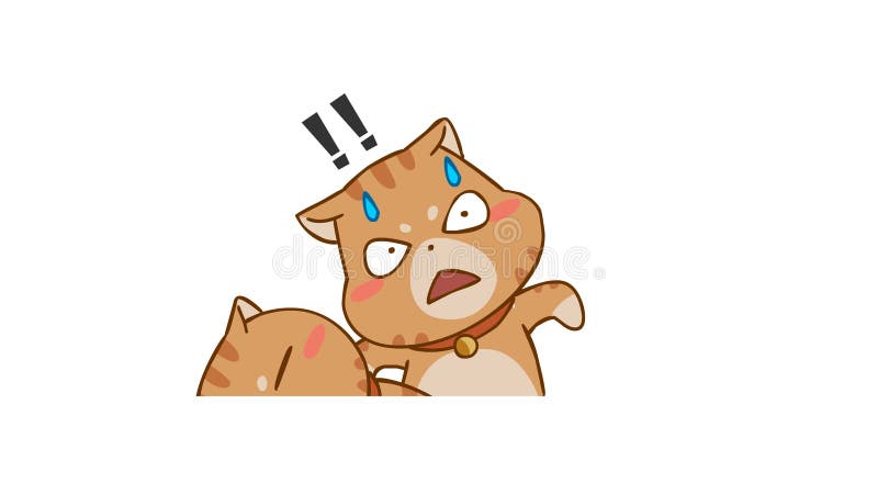 Animated Surprised Cat with White Background Stock Video - Video of ...