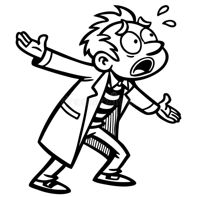 Animated Surprised Character in Doctor Coat Expressing Panic and ...