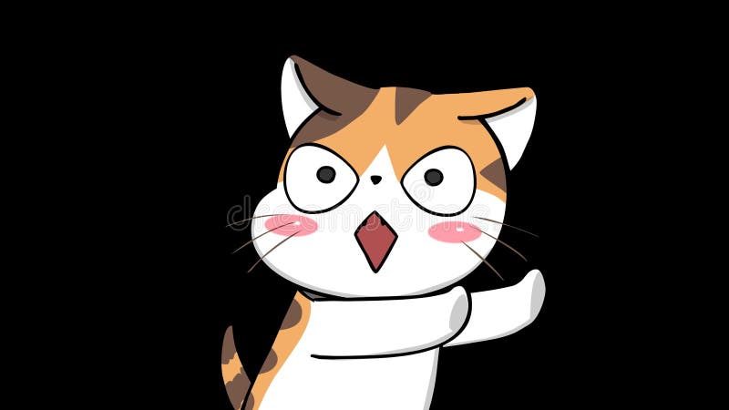 Animated Surprised Kitten Standing -Transparent Background Stock ...