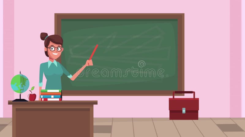 Animated Teacher in Classroom – Online Learning & Educational Cartoon ...