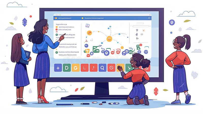 Animated Teacher Guiding Students with a Large Digital Screen in ...