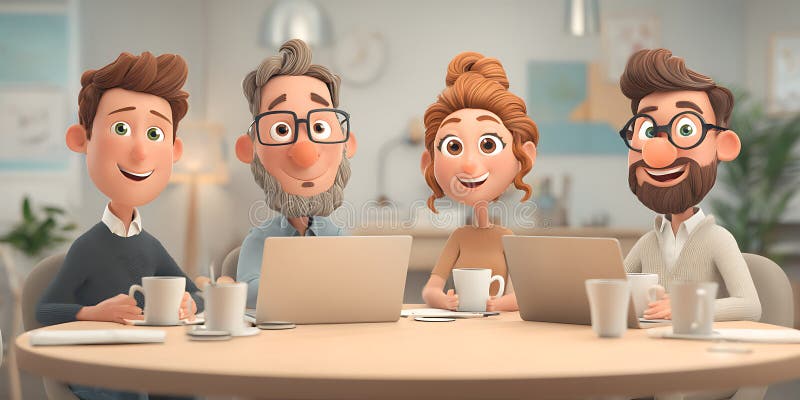 Animated Team Brainstorming Creative Collaboration in a Cozy Setting ...