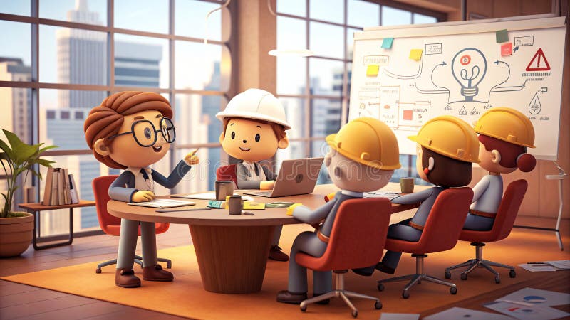 Animated Teamwork in a Modern Office Setting Stock Illustration ...