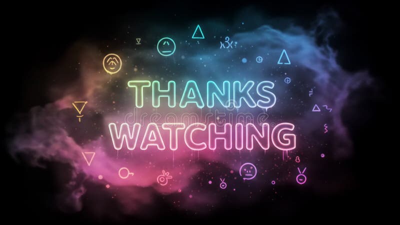 Animated Thanks for Watching Graphic with Colorful Clouds and Neon Glow ...