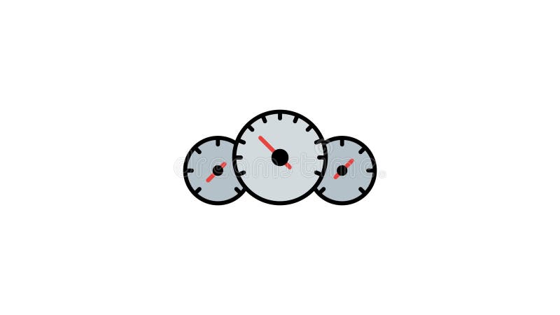 Animated Three Round Speedometer with Red Needles and Black Centers ...