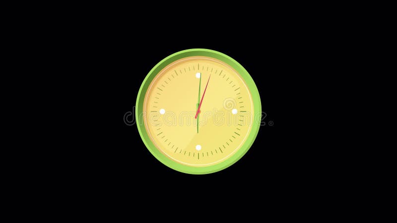 Animated Time Clock Moving on Transparent Background. HD Footage of ...