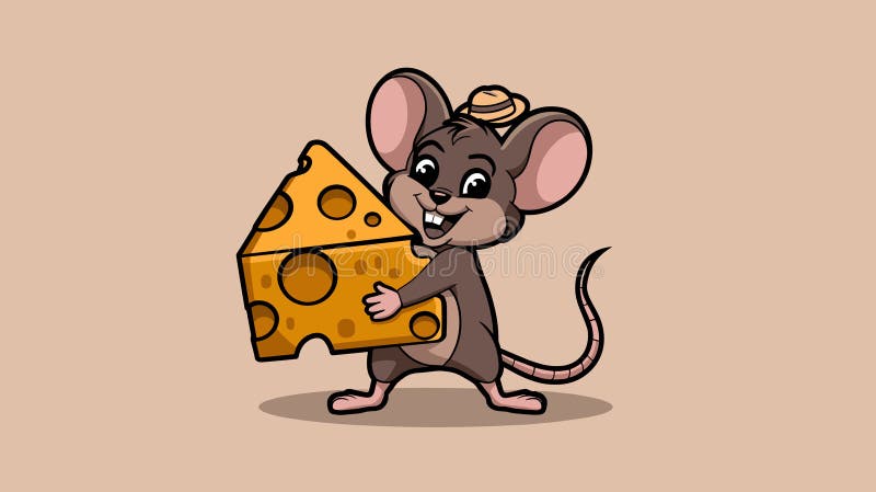 An Animated Tiny Mouse with a Large Piece of Cheese, Posing Playfully ...