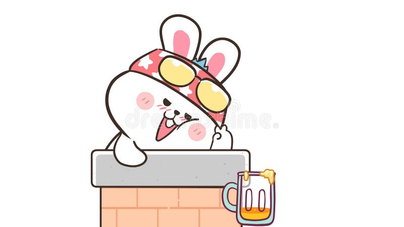 Animated Drunk Rabbit Holding a Beer Glass and Dancing Transparent ...