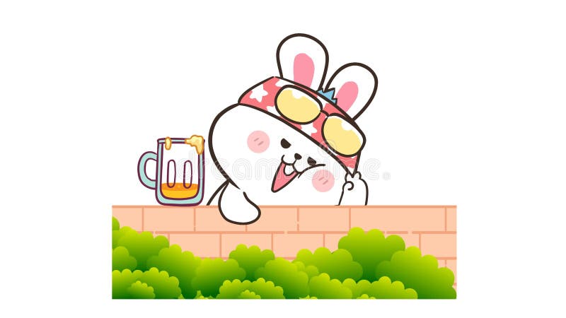 Animated Tipsy Rabbit on White Background for Flexible Use Stock Video ...