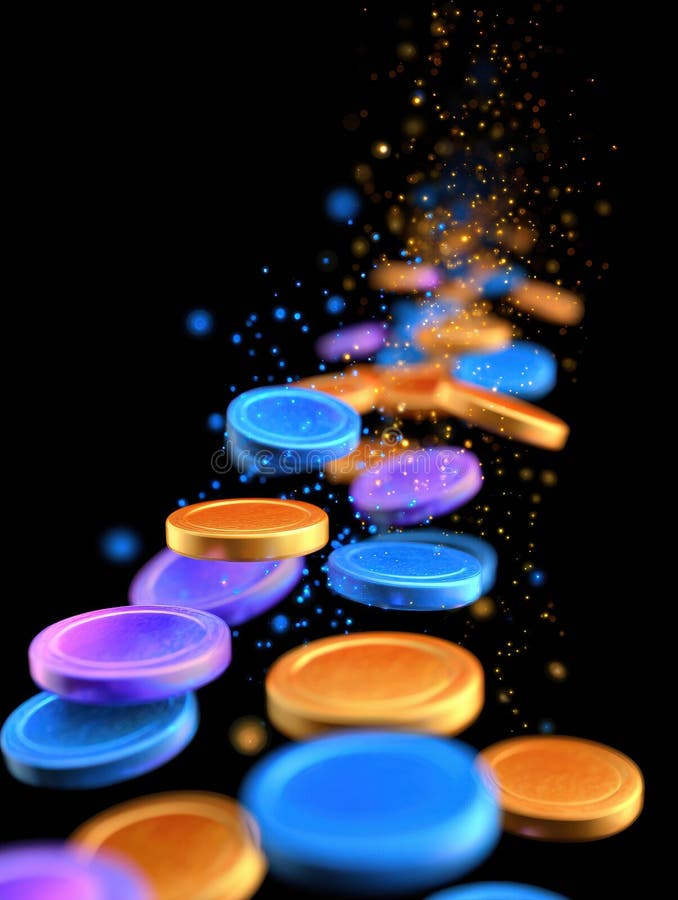 Animated Tokens Spin and Glide Across a Dark Screen with Motion Blur ...