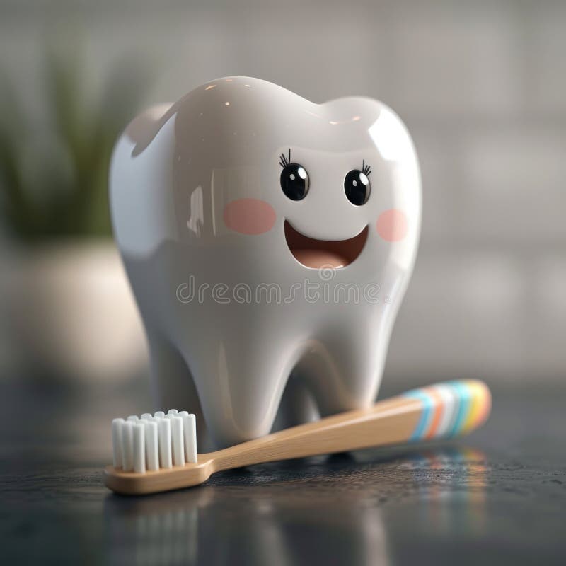 Animated Tooth Character with Toothbrush - AI Generated Stock ...