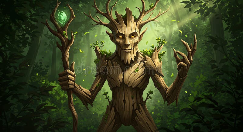 An Animated Tree-like Creature Stands in a Forest, Resembling an ...
