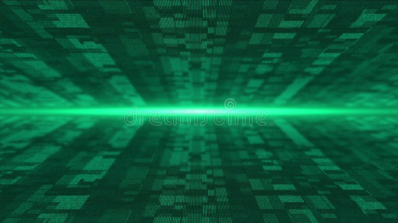 Turquoise Flying Particles in Digital 3d Technologic Cyberspace with ...