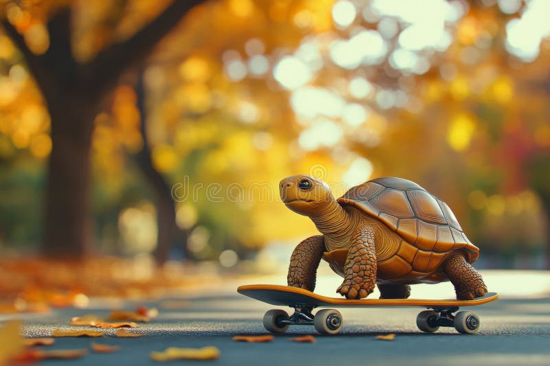 Animated Turtle on Skateboard, Increasing Speed, Transportation ...