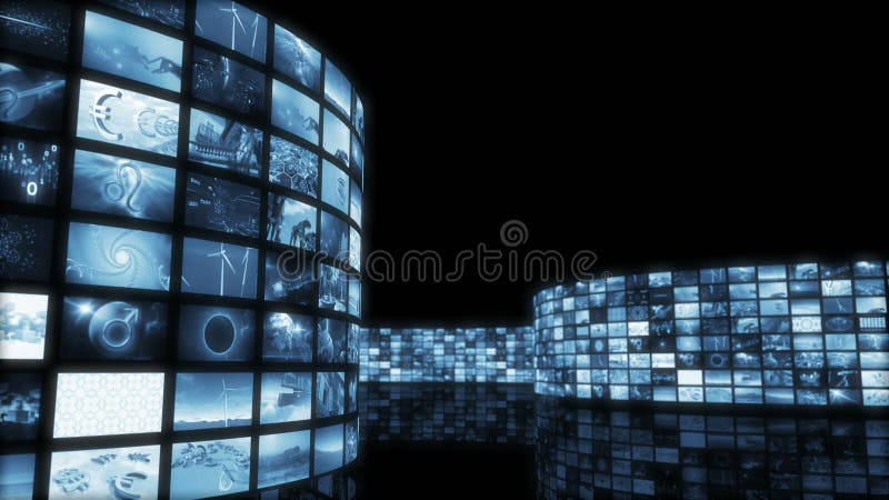 Animated Unrolling Cinema Video Wall. Loop-able. 3D Rendering 4K Stock ...