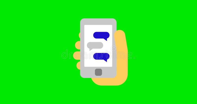 Animated Using Chat Application on Smartphone in a Hand Icon Stock ...