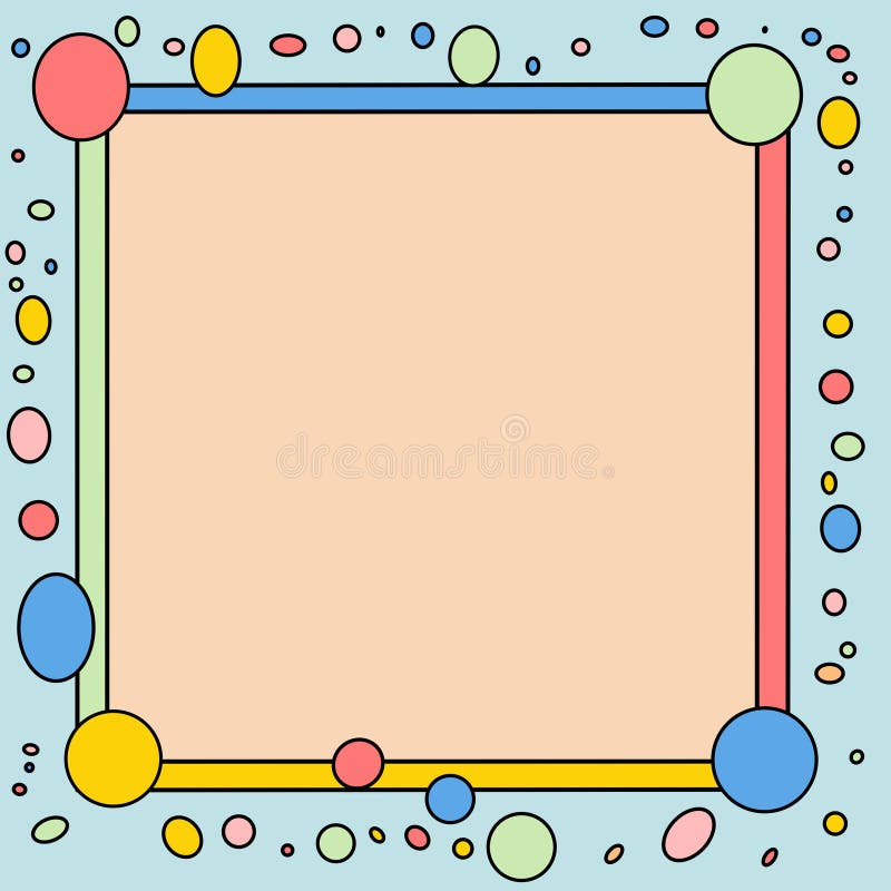 Animated Vector Framed Illustration with Colorful Bubbles Around the ...