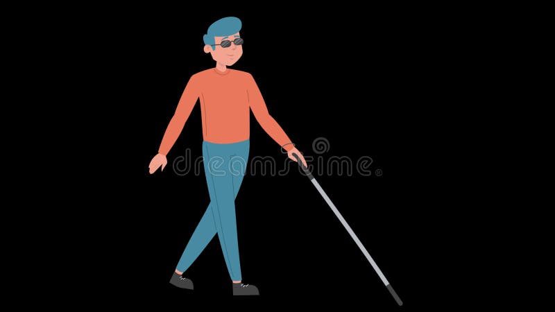 Animated Vector Illustration of a Blind Man on the Black Background ...